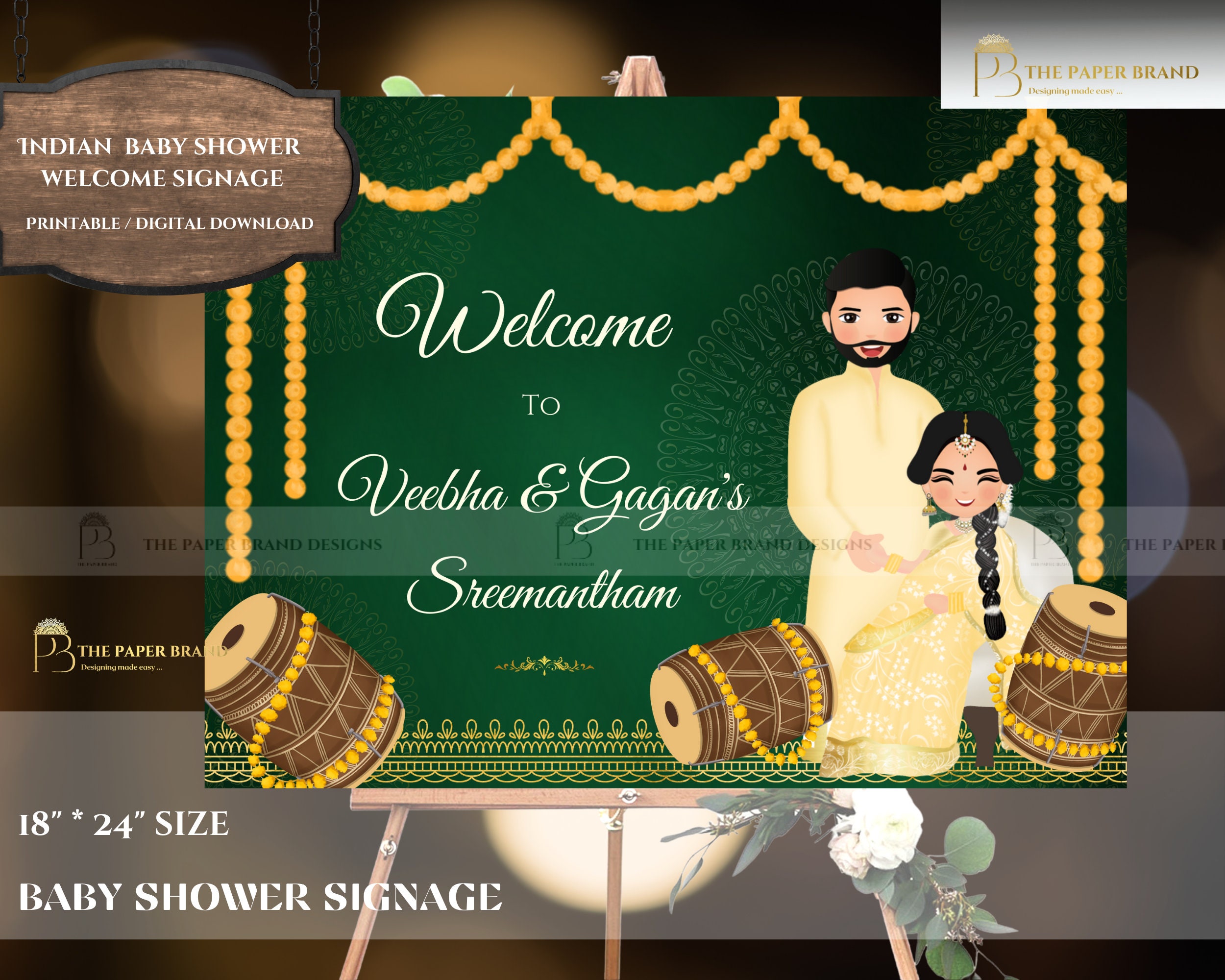 Indian Baby Shower Signs Valaikappu, Godh Bharai Ceremony Welcome ...
