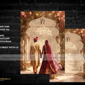 Indian Wedding Invitation as Illustration Hindu Digital Invitation in ...