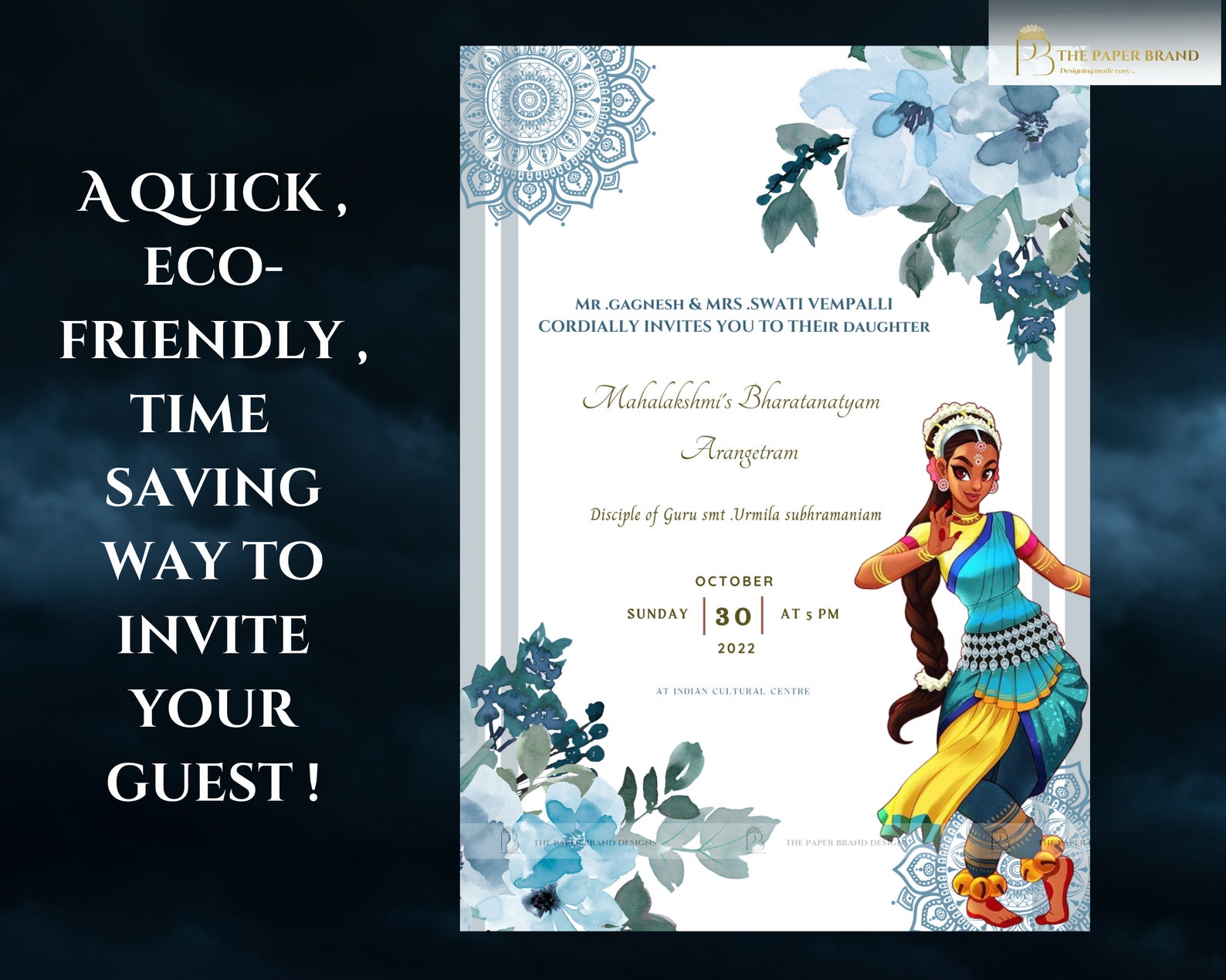 Indian Bharatanatyam Arangetram Invite | Arangetram Invite ...