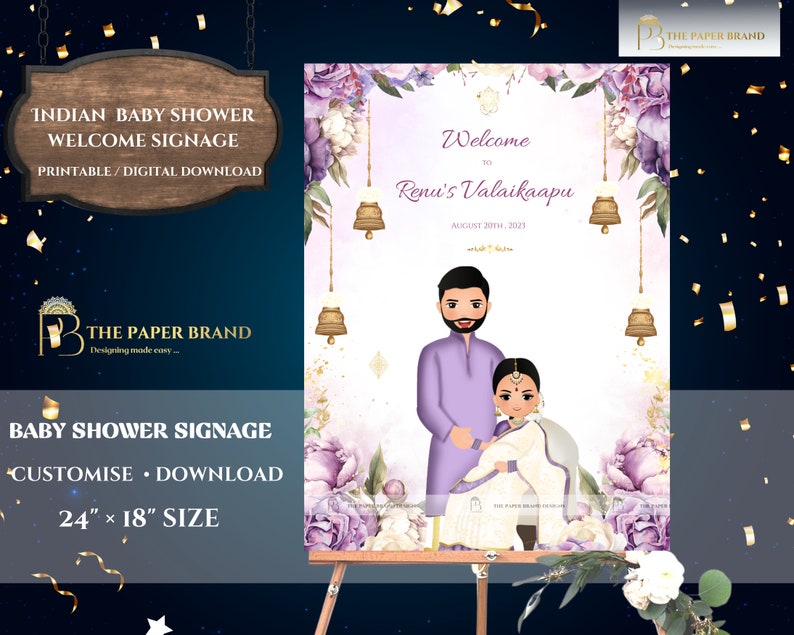 Indian Baby Shower Signs Valaikappu, Godh Bharai Ceremony Welcome ...