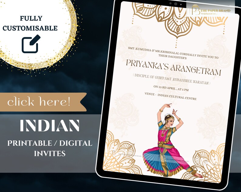 Indian Bharatanatyam Arangetram Invite | Arangetram Invite ...