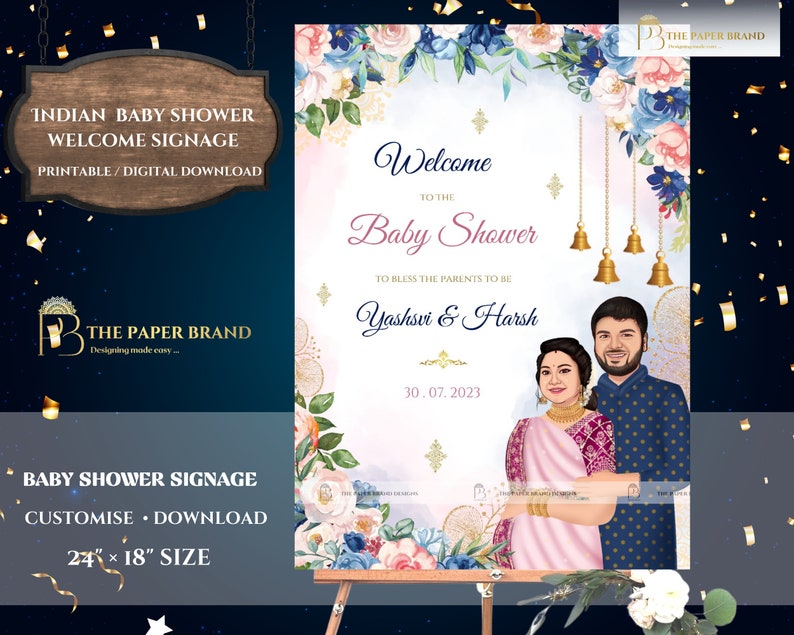 Indian Baby Shower Signs Valaikappu, Godh Bharai Ceremony Welcome ...
