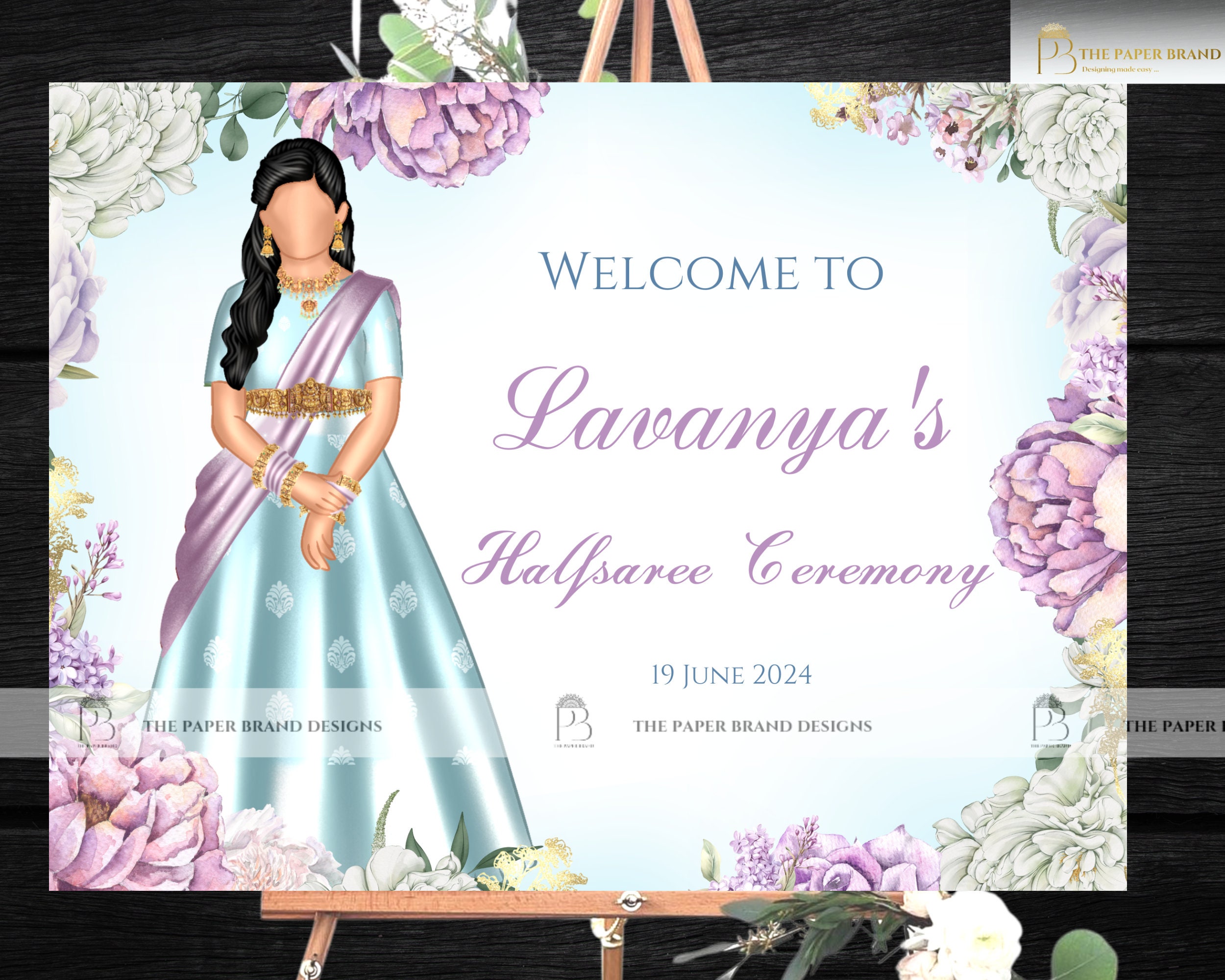 Half Saree Ceremony Poster, Half Saree Function Sign, Puberty ...