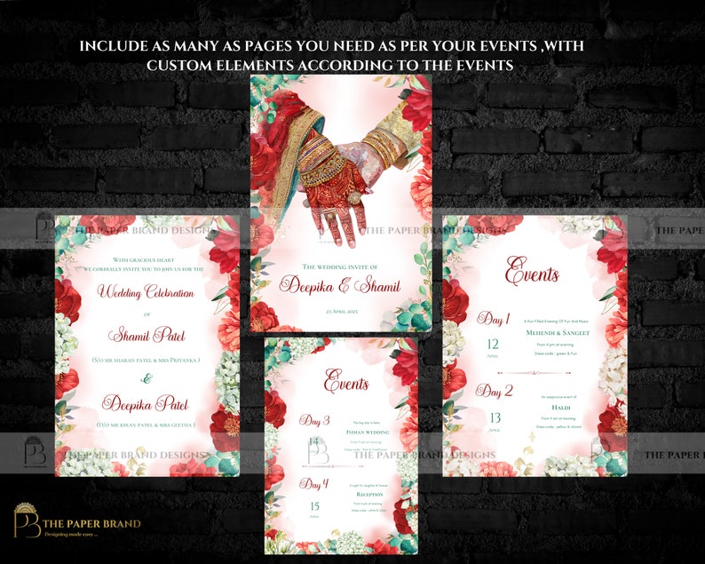 Indian Wedding Invitation as Illustration Hindu Digital Invitation in ...