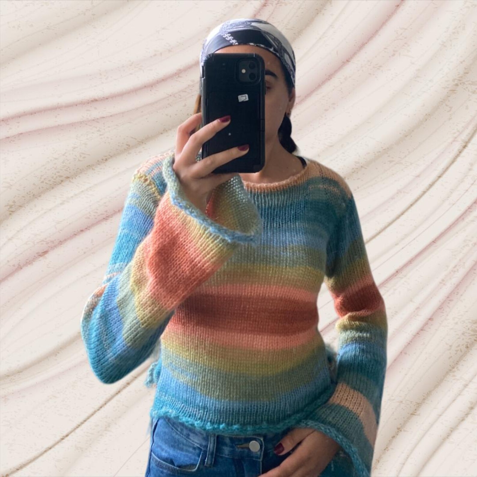Handmade Ombré Knit Sweater / Jumper UK Size 6-10 With Side Splits and ...