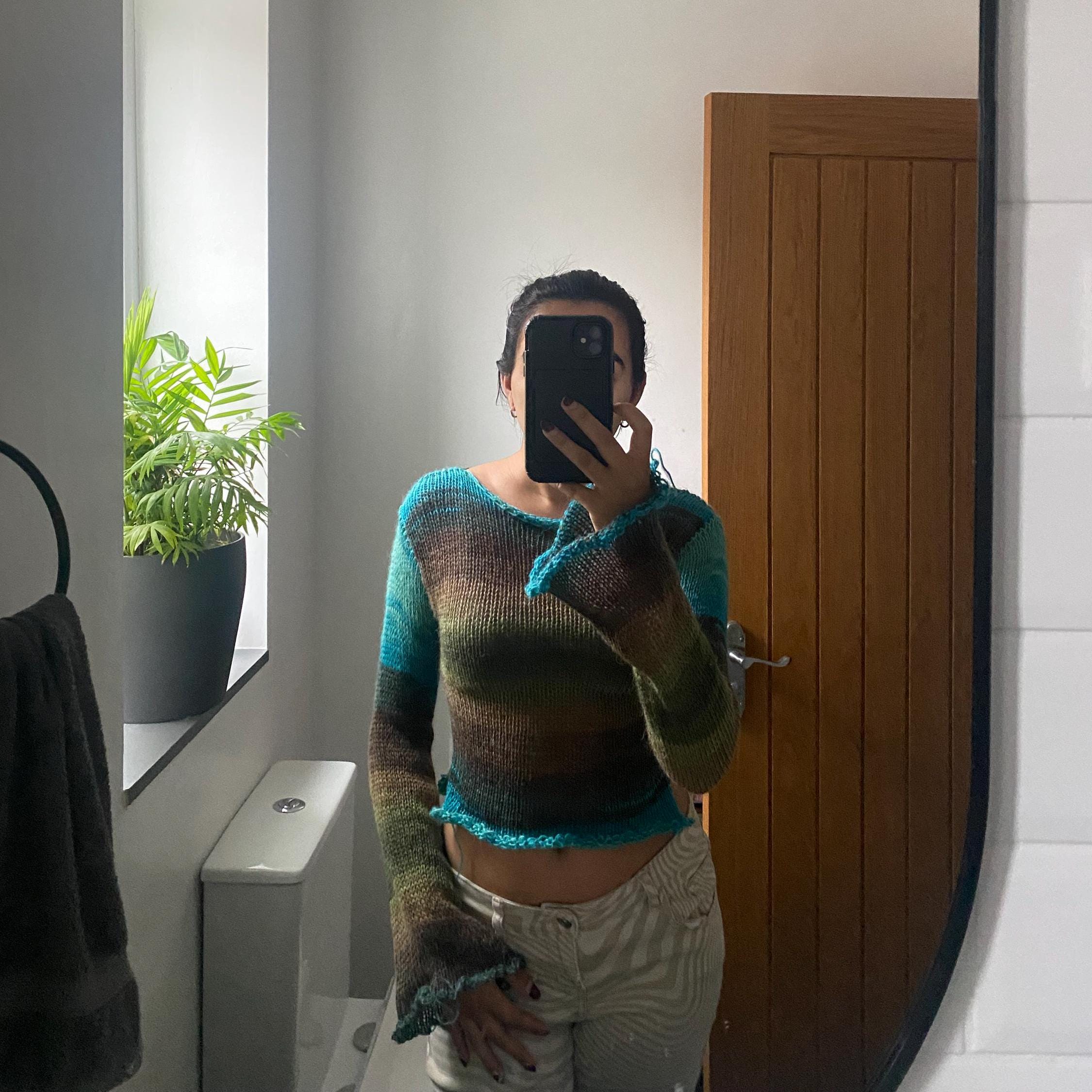 Handmade Ombré Knit Sweater / Jumper UK Size 6-10 With Side Splits and ...