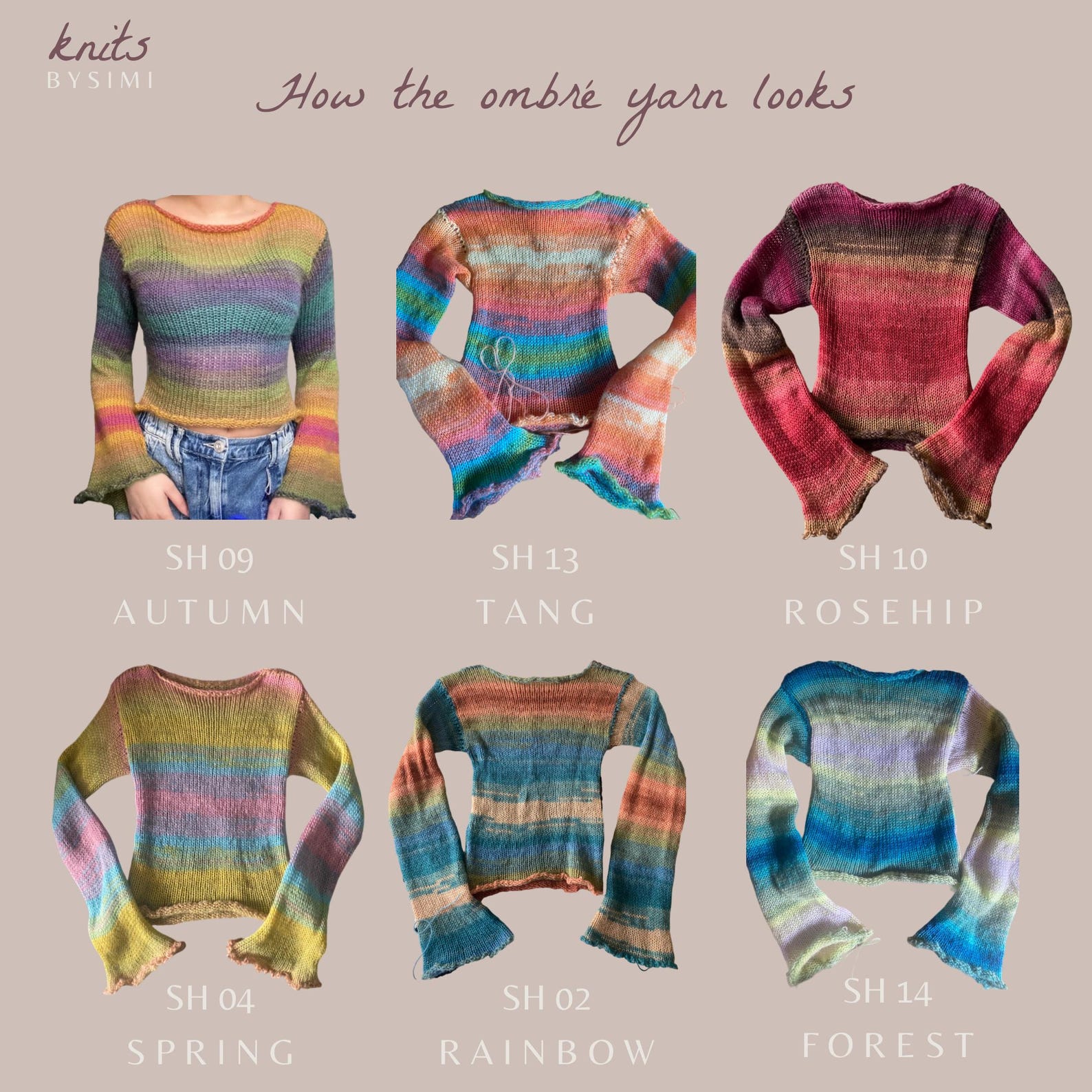 Handmade Ombré Knit Sweater / Jumper UK Size 6-10 With Side Splits and ...