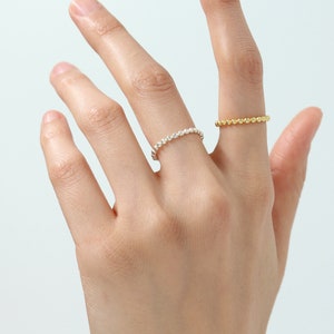 Thin Stackable Beaded Ring, Gold Minimalist Stacking Ball Rings, Dainty ...
