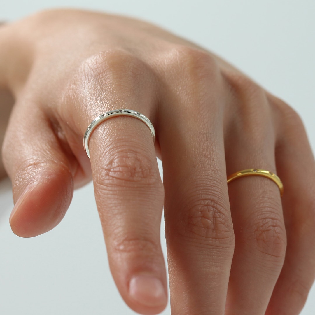 Dainty Sprinkle Eternity Ring, Gold & Silver Space Diamond Ring ...