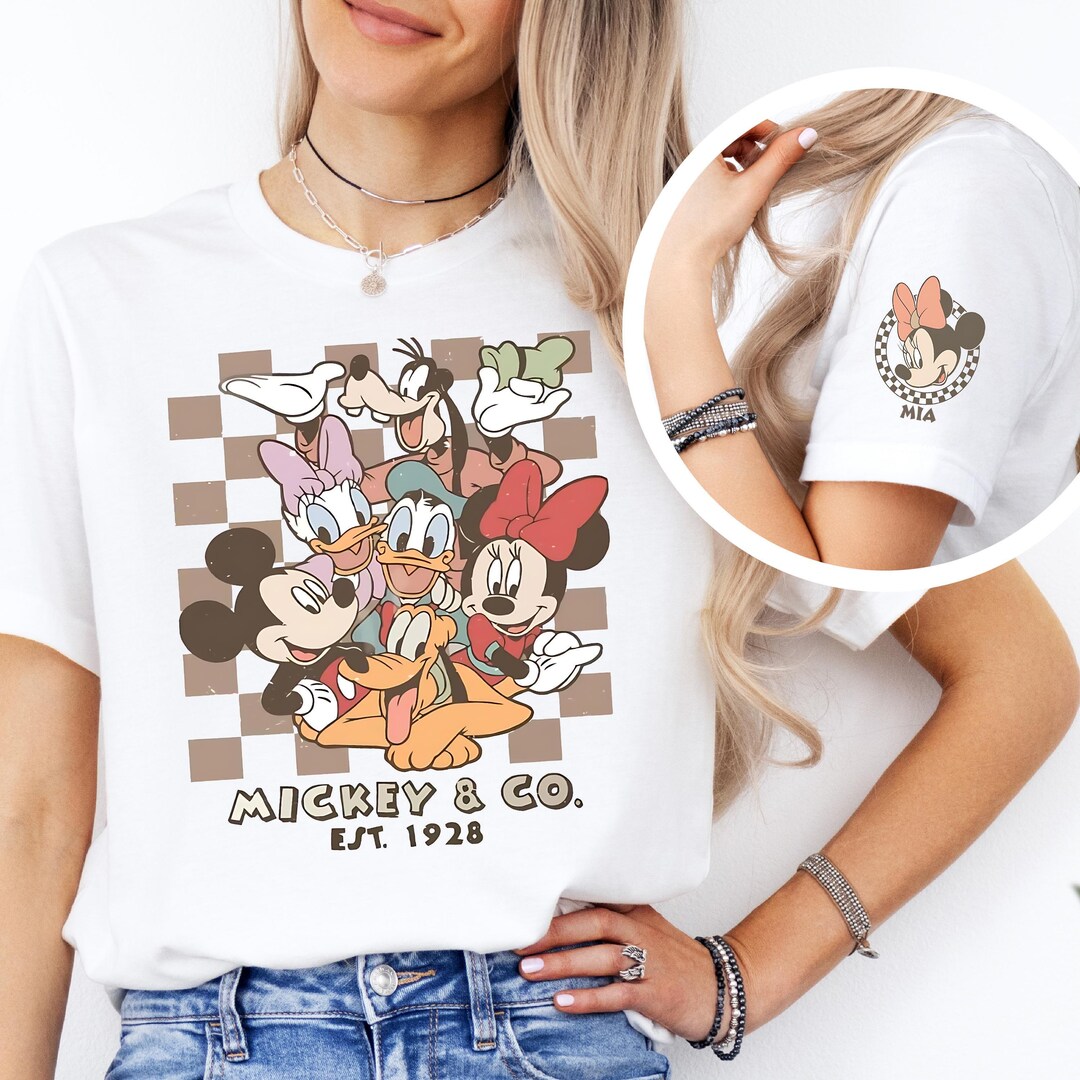 Custom Disney Checkered T-shirt, Mickey and Co 1928 Shirt, Retro Disney ...