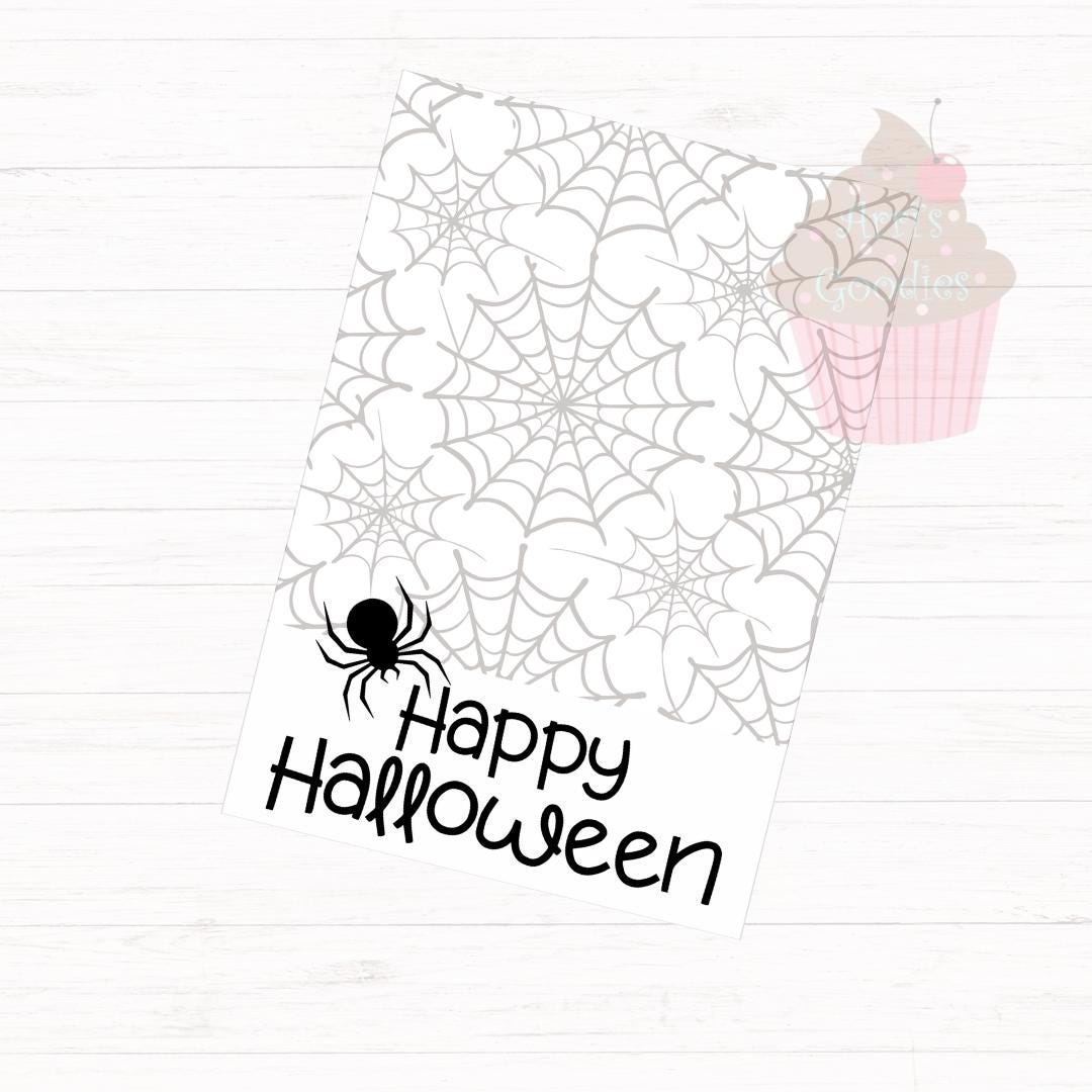 Printable Cookie Card - Spider Happy Halloween Cookie Card- 3.5" X 5 ...