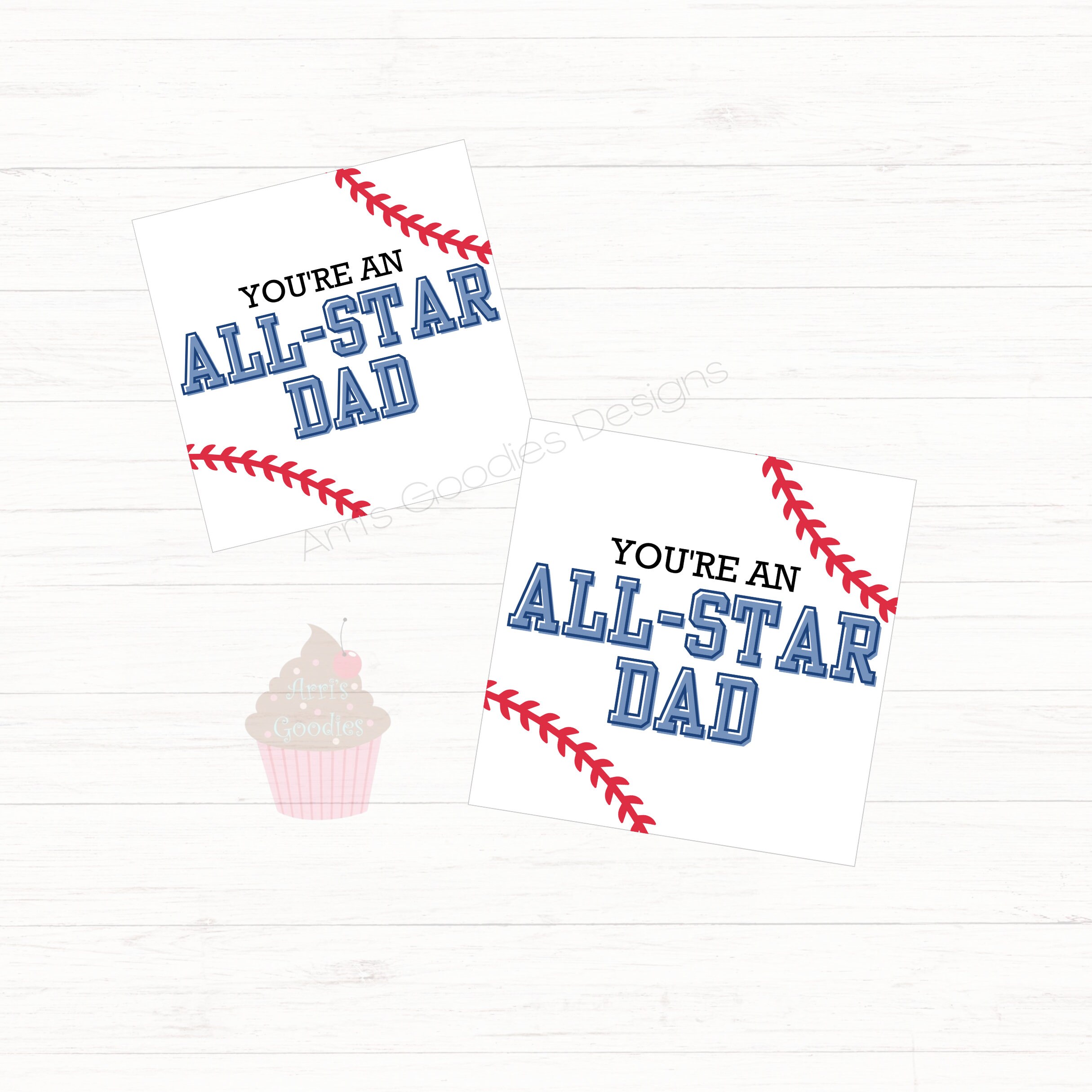 Printable 2' & 2.5" Father's Day Tag - Dad- Baseball Dad- All-star Dad ...