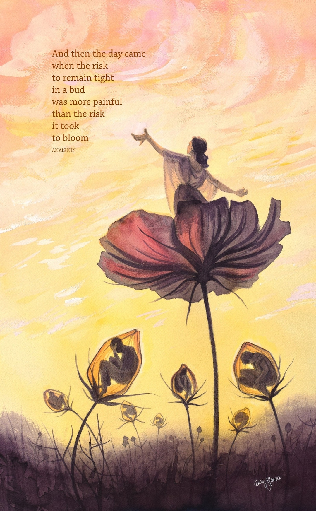 ORIGINAL ART: anaïs Nin Poem Ink and Watercolor Illustration - Etsy