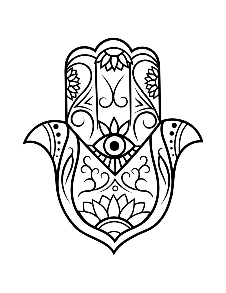 Hamsa Hand Coloring Page-digital Print-8.50 X 11 Inches-instant ...