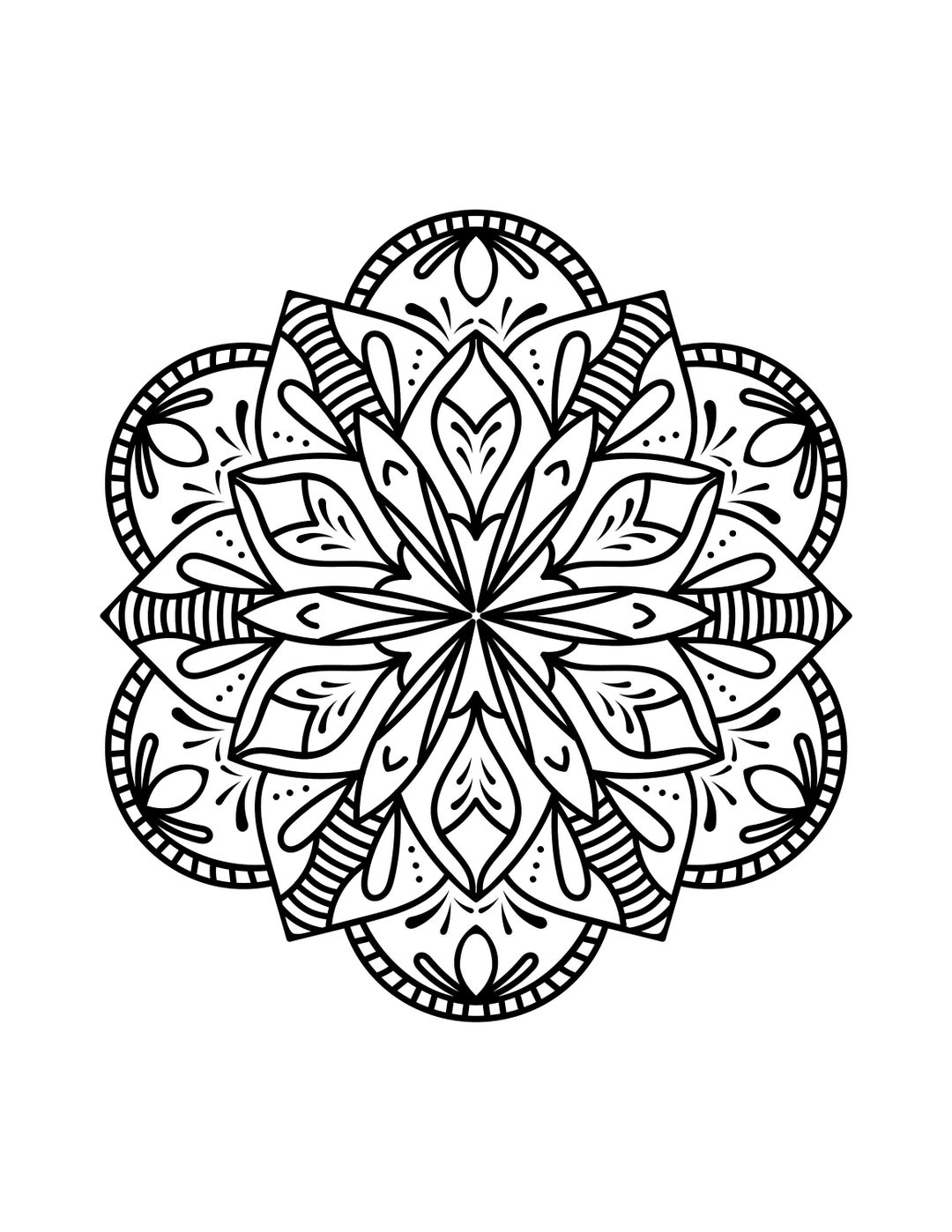 Mandala Coloring Page-digital Print-8.50 X 11 Inches-instant Download ...