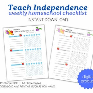 Weekly Homeschool Checklist Homeschool Checklist Teach Independence ...
