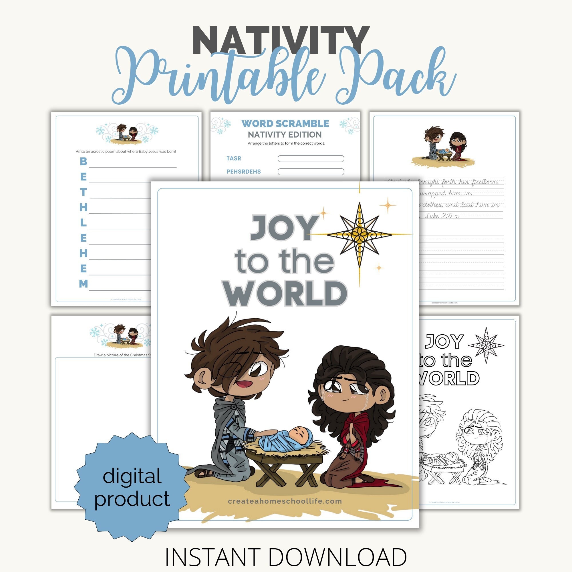 Nativity Printable Pack Nativity Activity Pages Christmas Games for ...