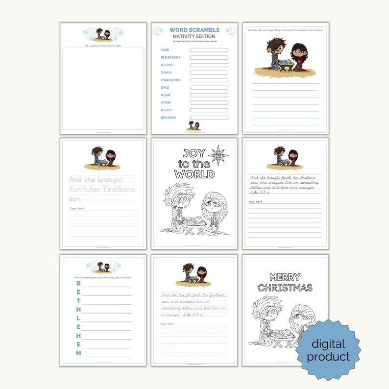 Nativity Printable Pack Nativity Activity Pages Christmas Games for ...