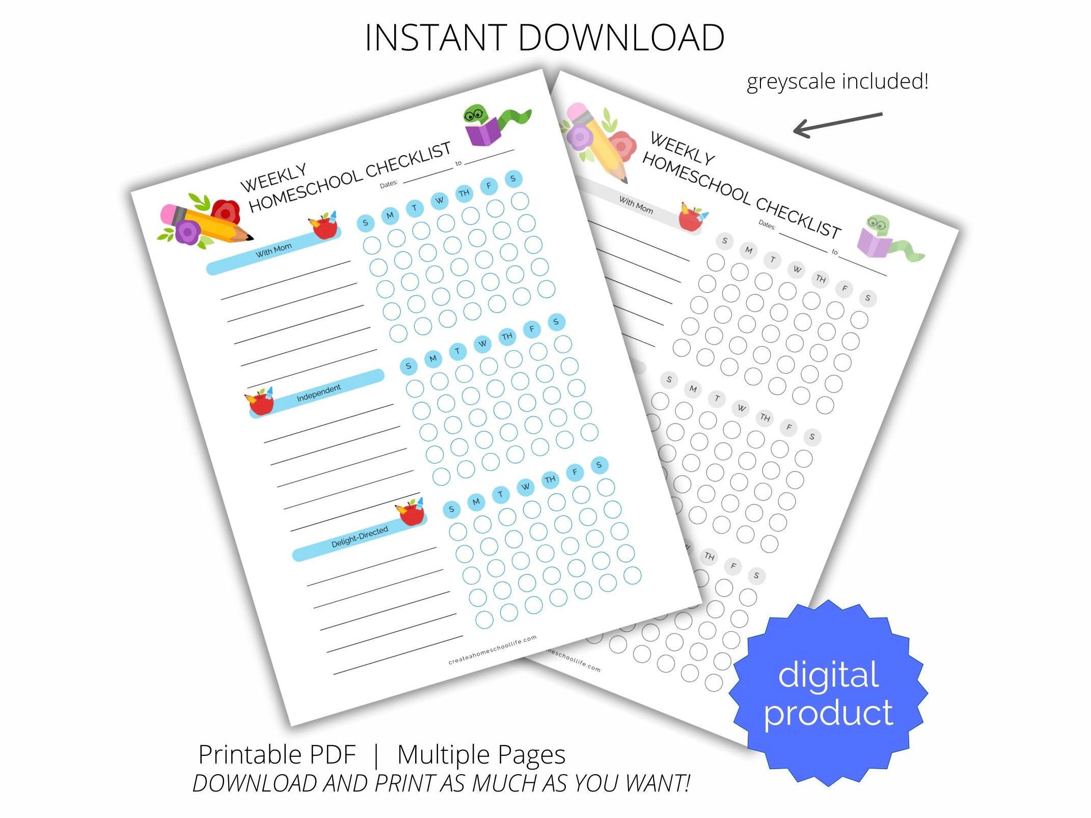 Weekly Homeschool Checklist Homeschool Checklist Teach Independence ...