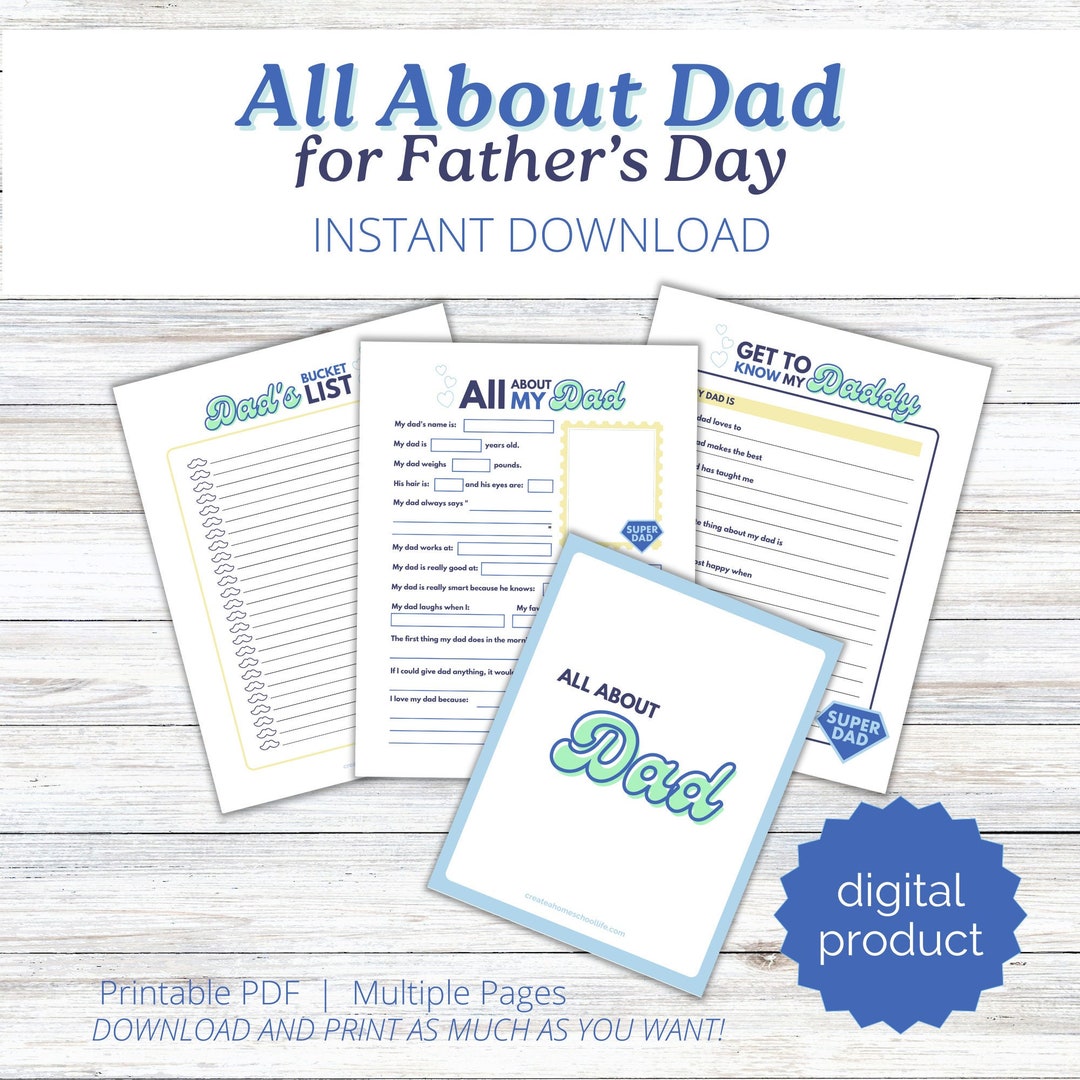 All About Dad Father's Day Printables Letter for Dad Interview With Dad ...