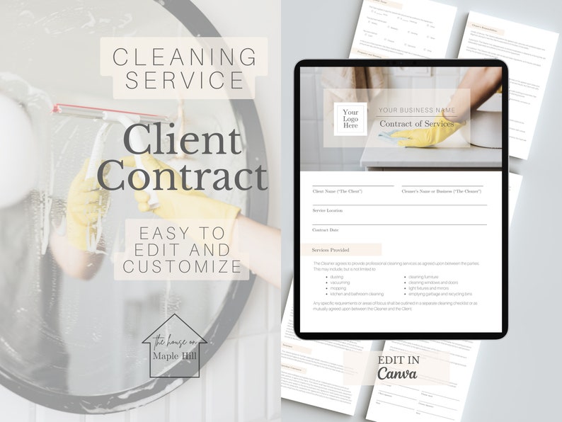 Cleaning Business Client Contract, Maid Service Agreement, Cleaning ...