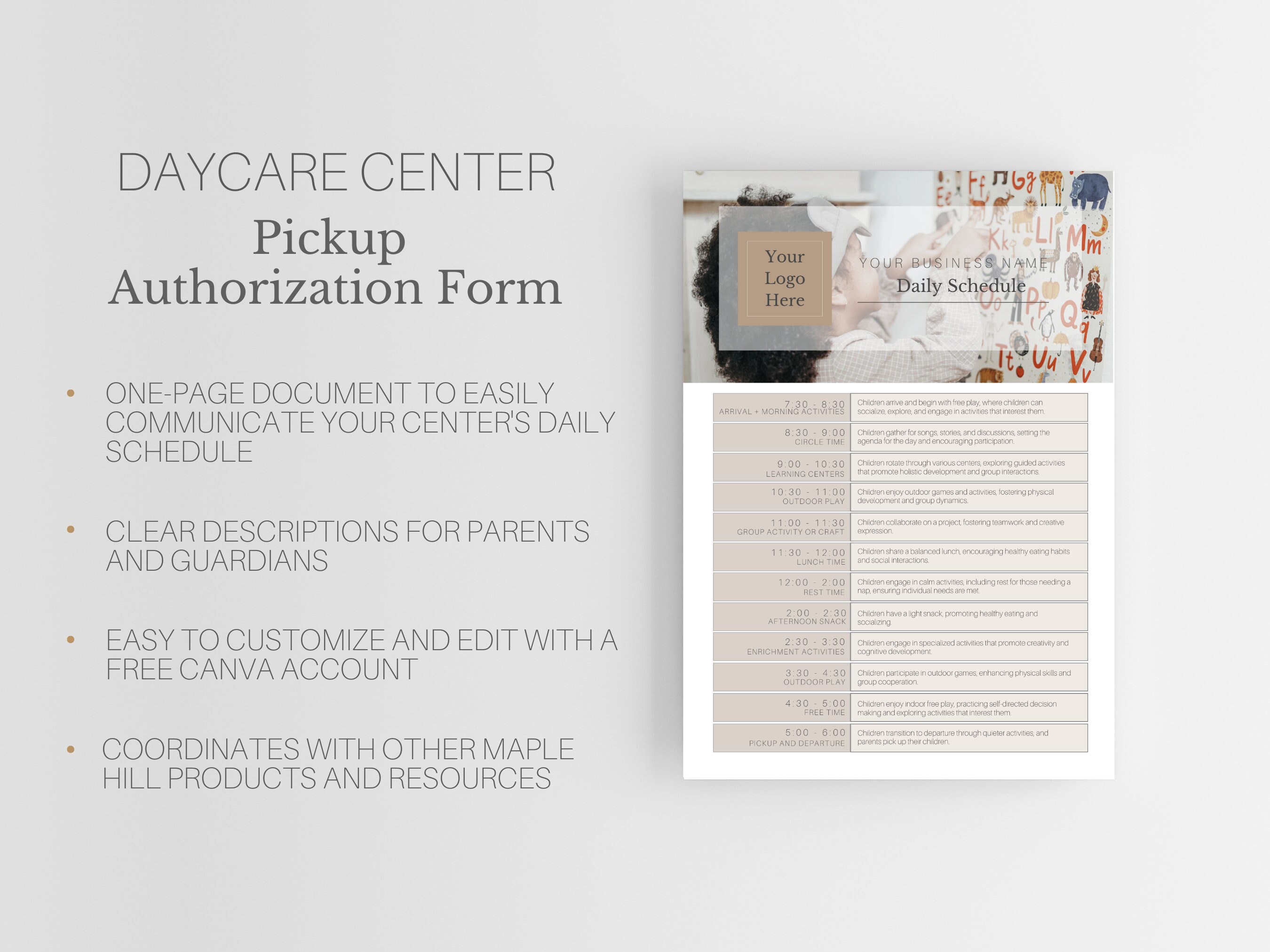 Daycare Center Daily Schedule, Daily Daycare Schedule, Daycare Forms ...