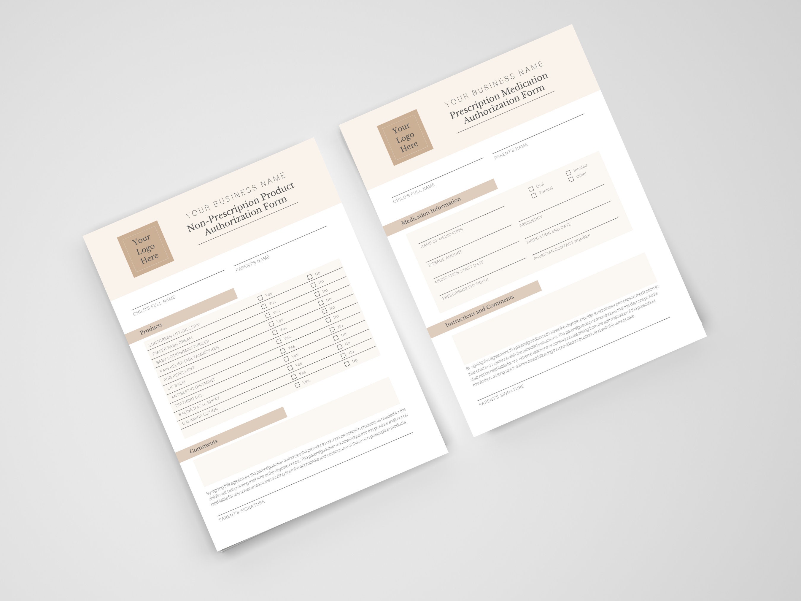 Daycare Center Medication Authorization Forms, Daycare Center Paperwork ...