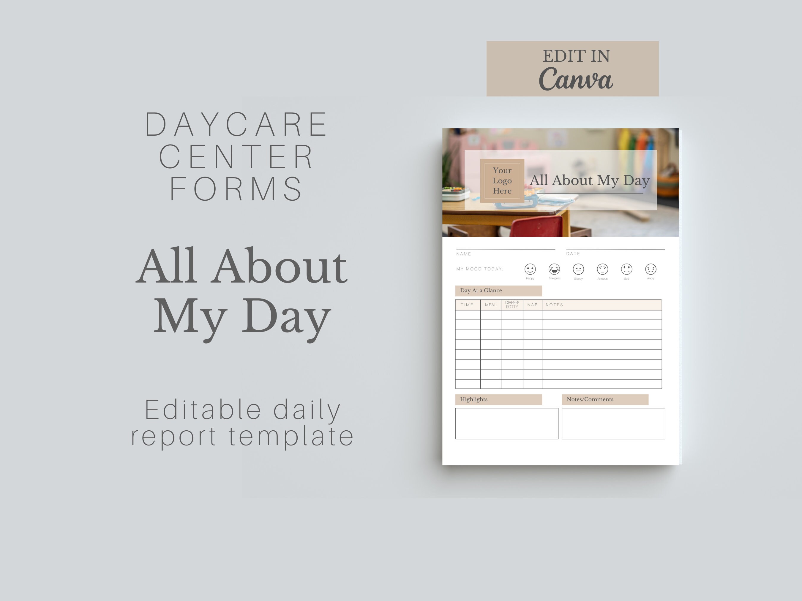 All About My Day Report Card, Daycare Forms, Childcare Forms, Daycare ...
