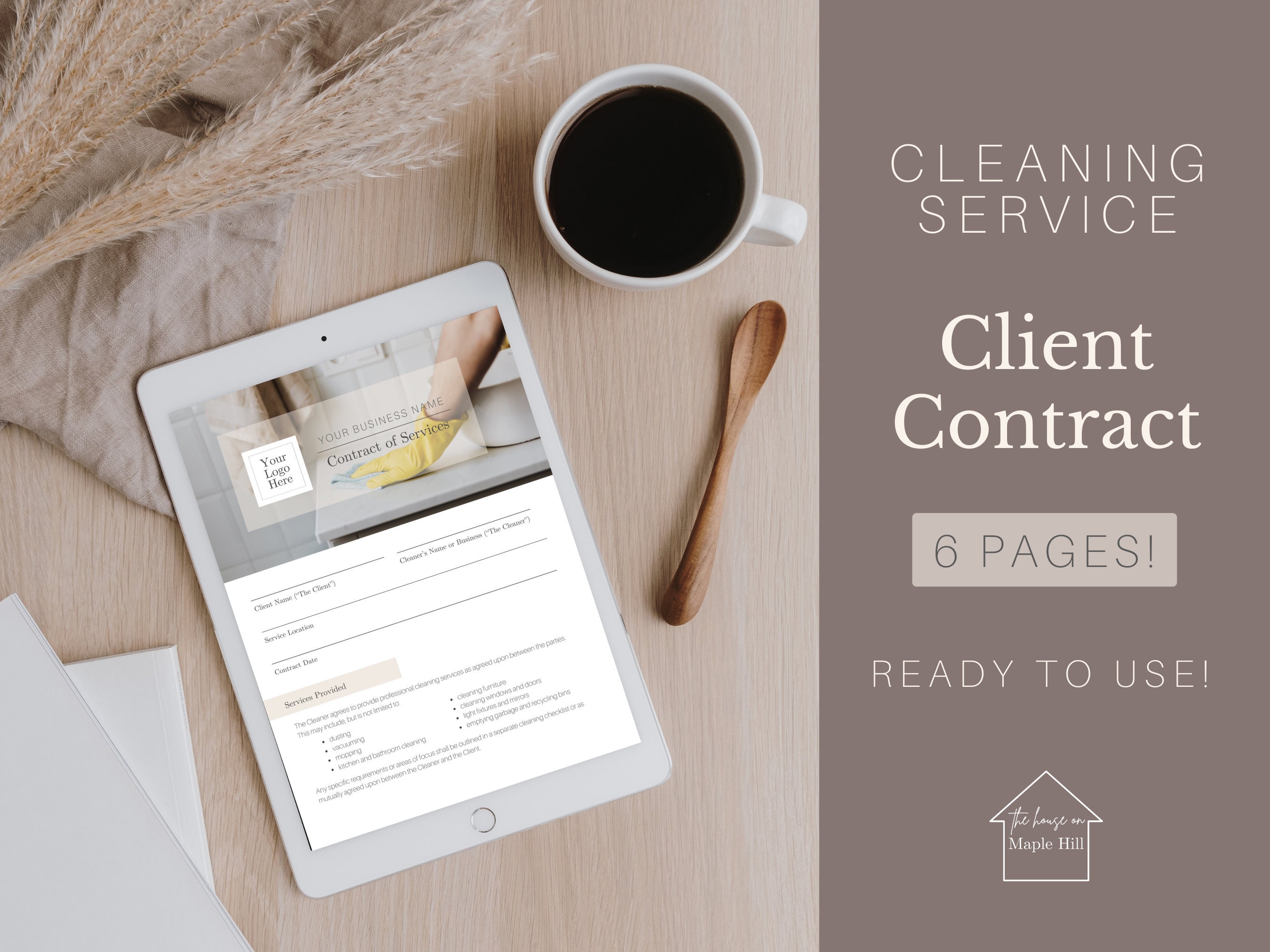 Cleaning Business Client Contract, Maid Service Agreement, Cleaning ...