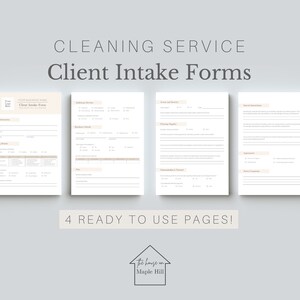 Cleaning Business Client Intake Forms, House Cleaning Client Forms ...