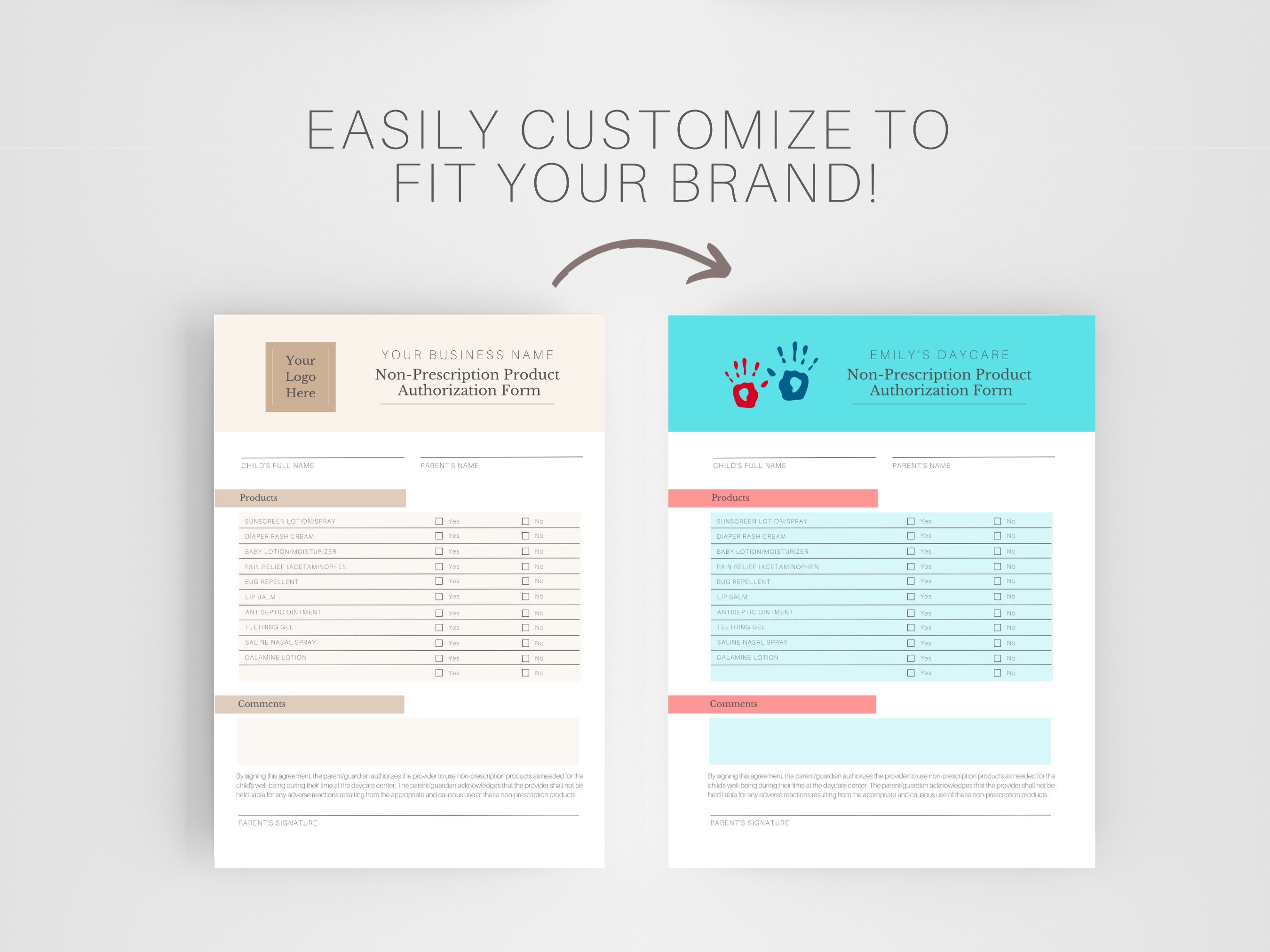 Daycare Center Medication Authorization Forms, Daycare Center Paperwork ...