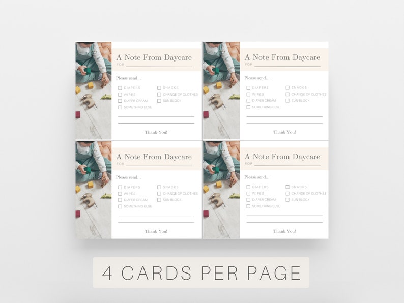 Daycare Note Template, Quick Note From Daycare, Daycare Paperwork ...
