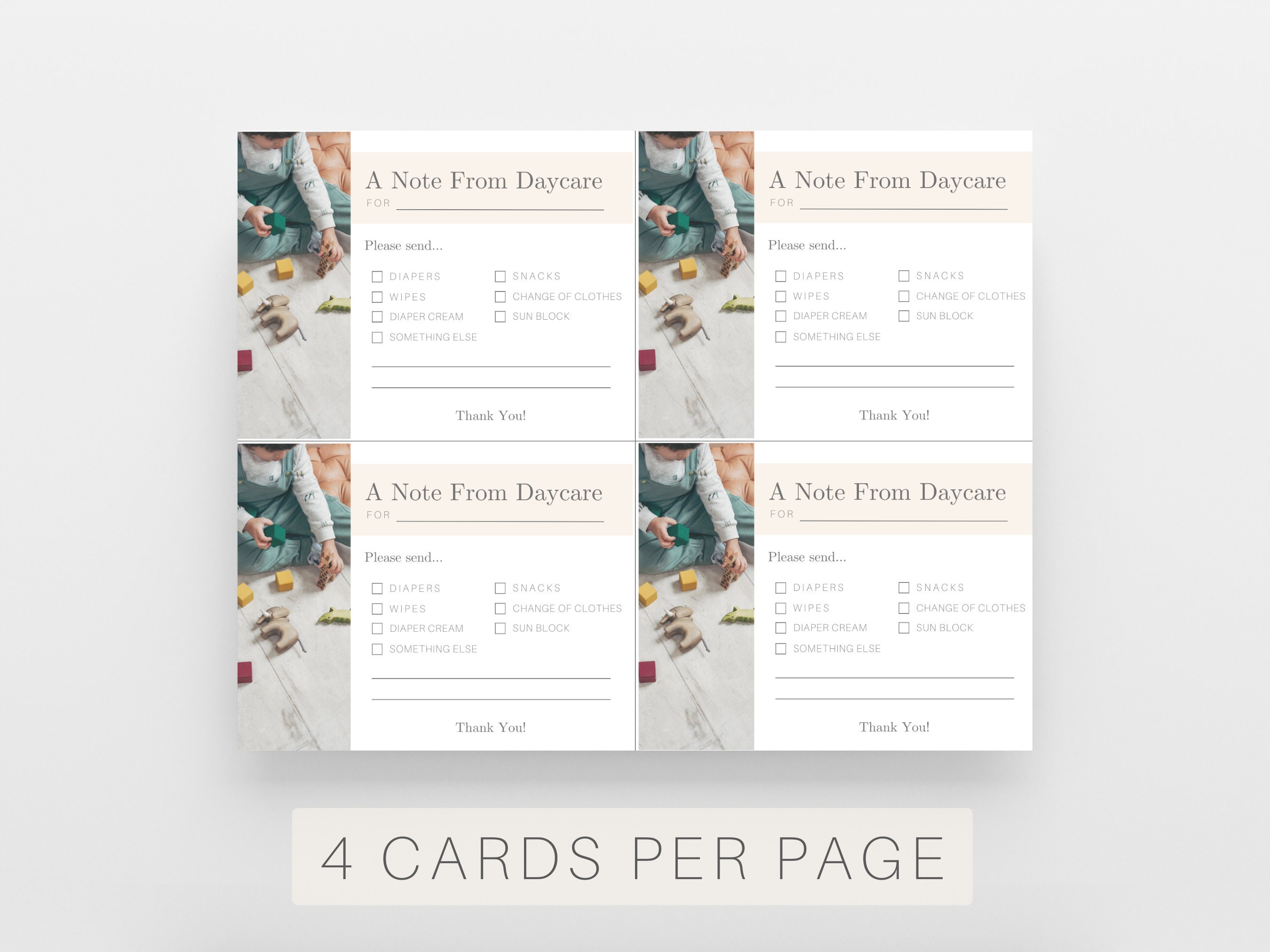 Daycare Note Template, Quick Note From Daycare, Daycare Paperwork ...