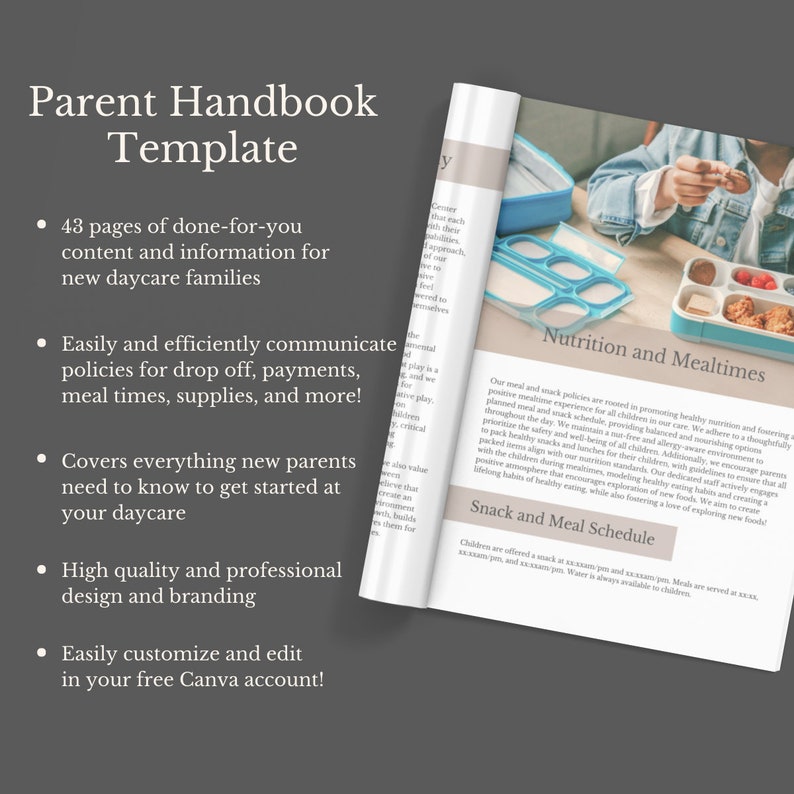 Daycare Center Parent Handbook, Daycare Forms, Daycare Contract ...