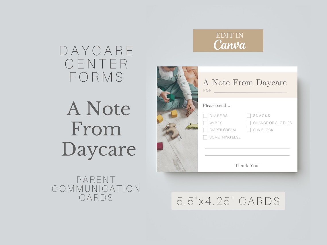 Daycare Note Template, Quick Note From Daycare, Daycare Paperwork ...