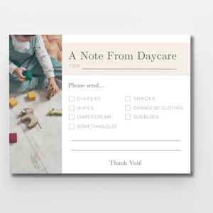 Daycare Note Template, Quick Note From Daycare, Daycare Paperwork ...