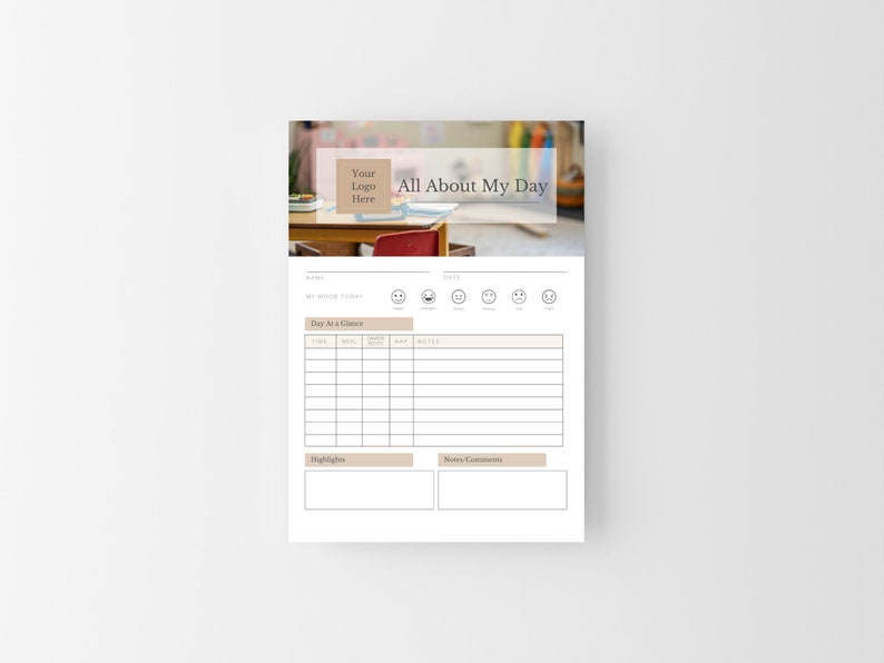 All About My Day Report Card, Daycare Forms, Childcare Forms, Daycare ...