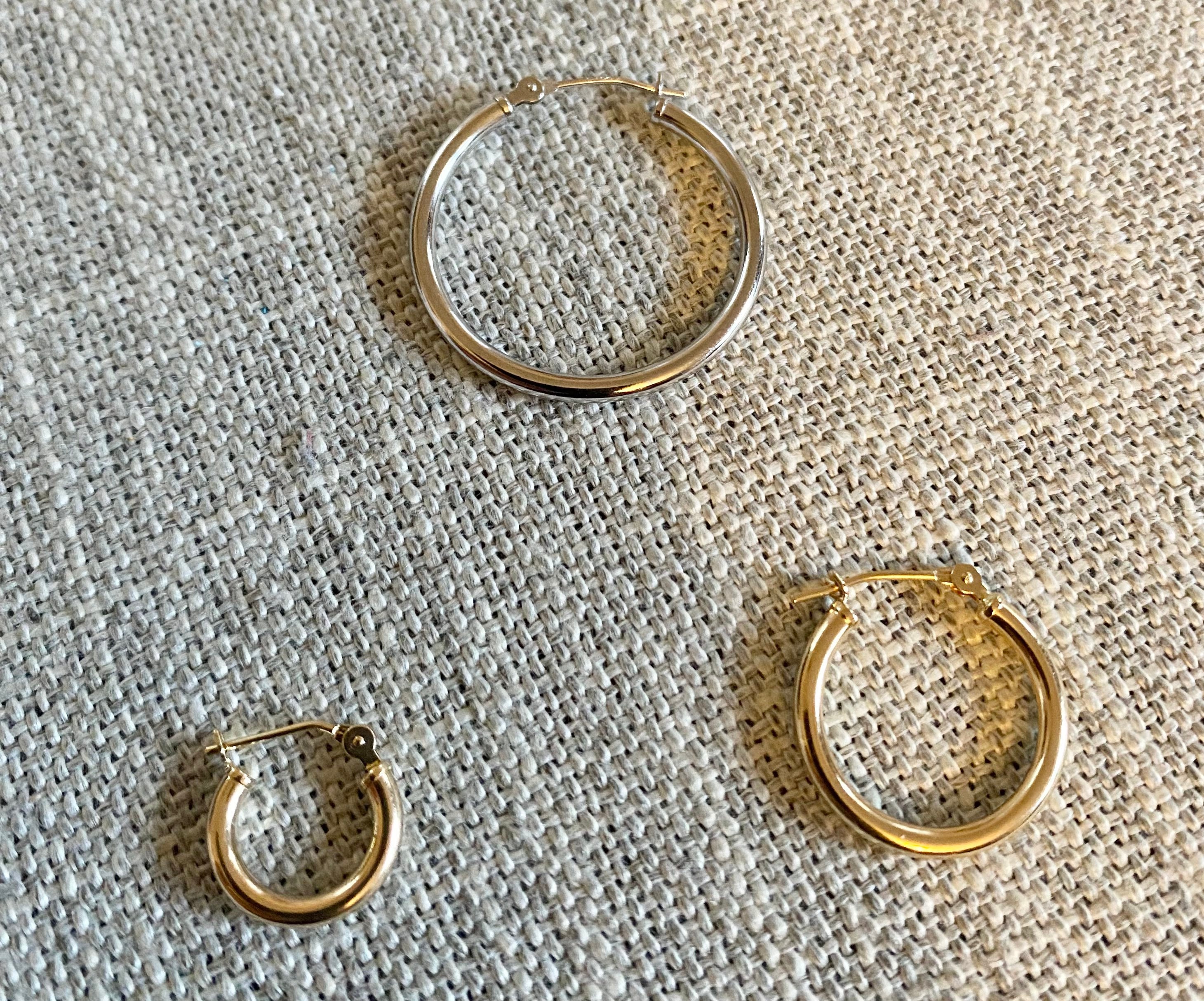 14K Solid Gold Hoop Earrings 14K Gold Hoops - Etsy