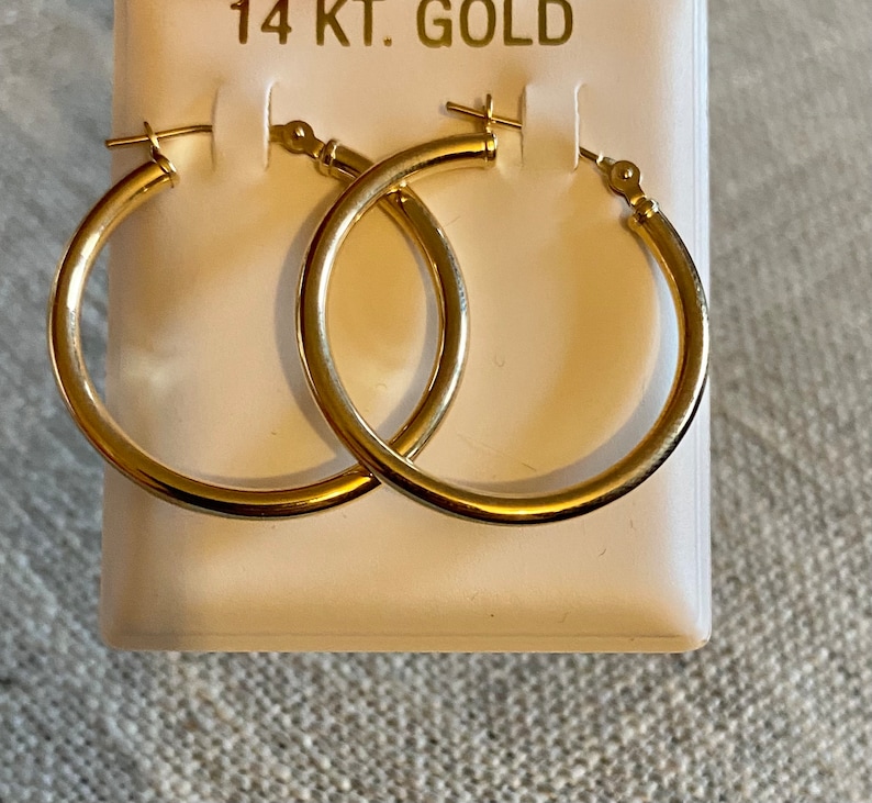 14K Solid Gold Hoop Earrings 14K Gold Hoops - Etsy