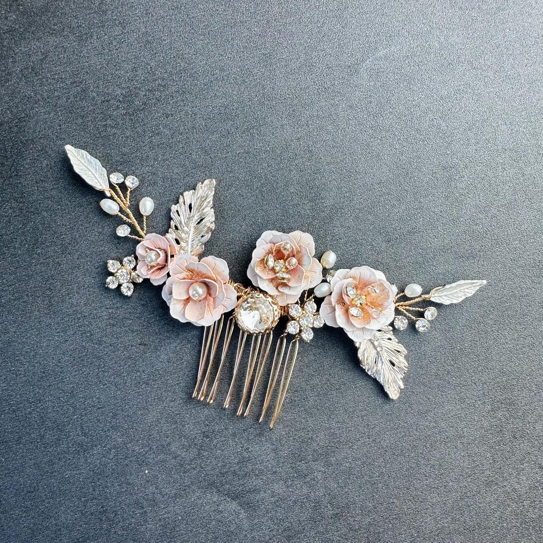 Rose Flower Hair Vine Hairpiece for Wedding , Bridal Hair Comb in Rose ...