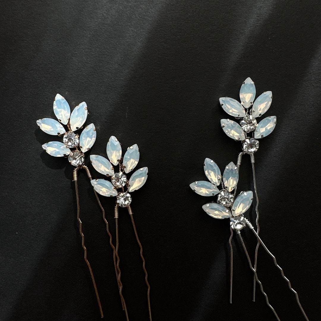 Opal Stone Hair Pins for Bride, Moonstone Hair Accessories for Wedding ...