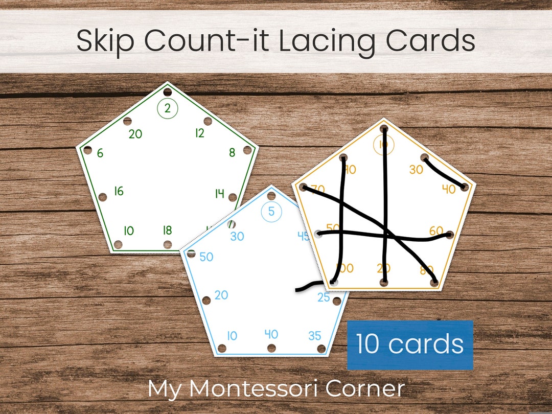 Montessori Skip Counting Lacing Cards (math Extension Printable) - Etsy