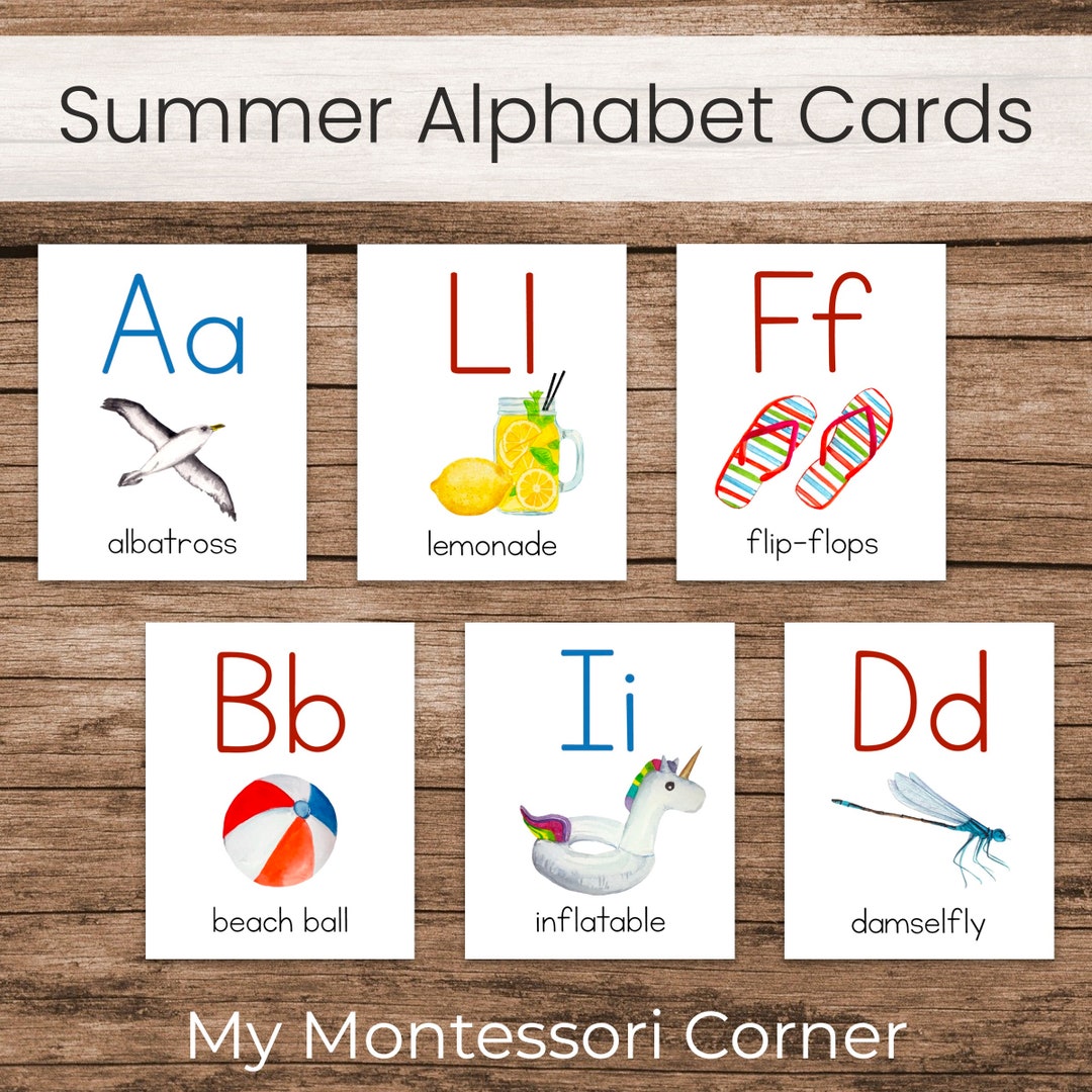 Summer Alphabet Cards (montessori Preschool Language Printable) - Etsy