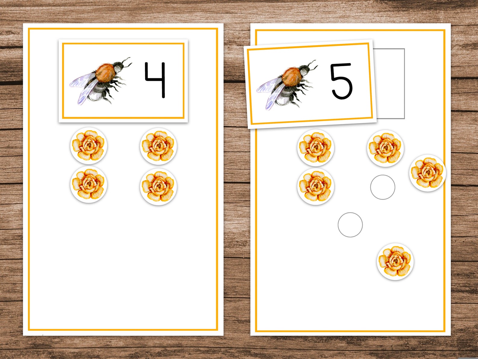 Bees & Flowers Numbers and Counters Activity (montessori Preschool Math ...