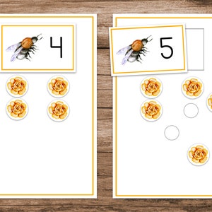 Bees & Flowers Numbers and Counters Activity (montessori Preschool Math ...