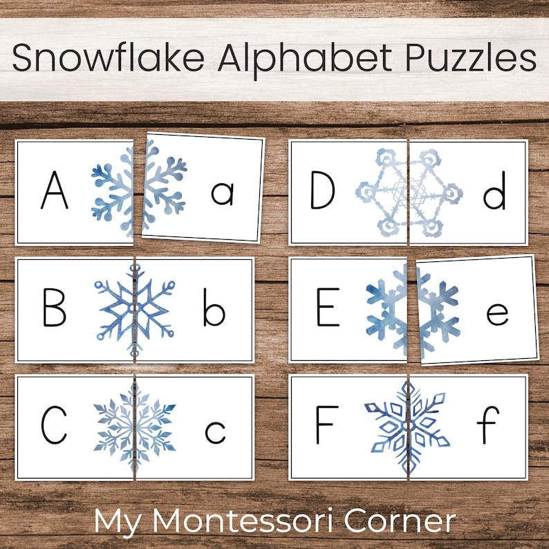 Snowflake Symmetry Alphabet Matching, Uppercase Lowercase Puzzle Cards ...