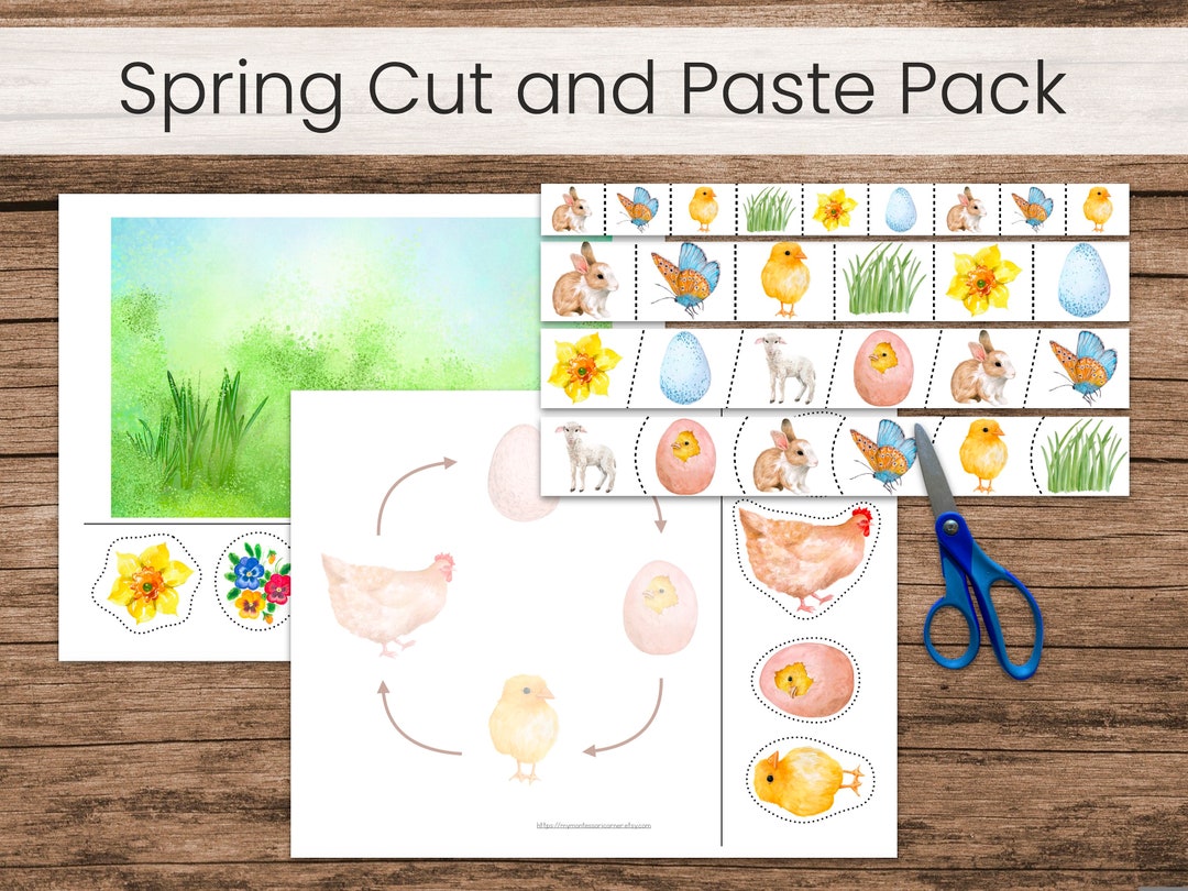Spring Cut and Paste Activity Pack preschool Fine Motor - Etsy