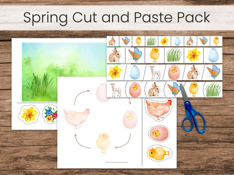Spring Cut and Paste Activity Pack preschool Fine Motor - Etsy