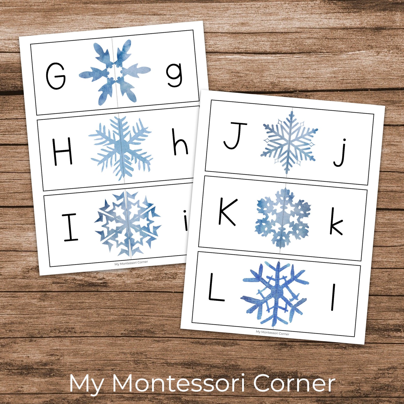 Snowflake Symmetry Alphabet Matching, Uppercase Lowercase Puzzle Cards ...