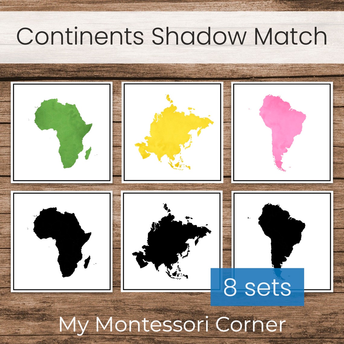 Montessori Continents Shadow Matching Activity - Etsy